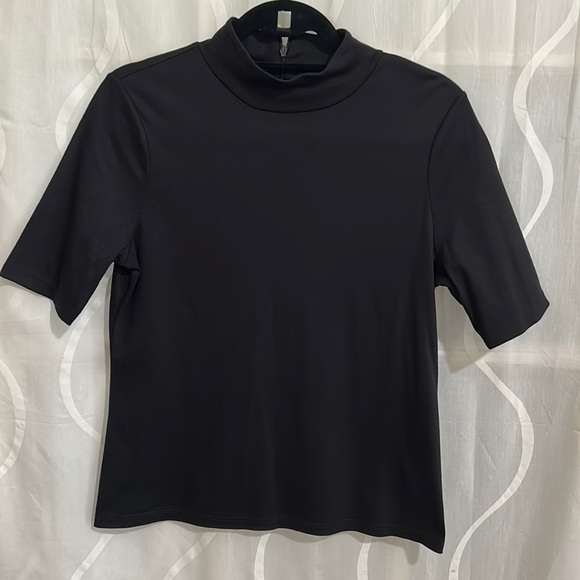 Talbots | Tops | Talbots Black 0 Cotton Short Sleeve Mock Turtleneck ...